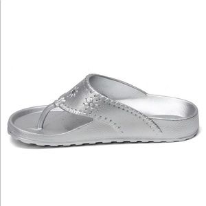 Woz? | Shoes | Nib Woz Sorrento Blown Eva Silver Sandals | Poshmark